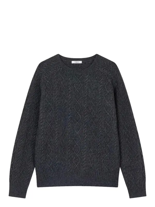 STUDIO TOMBOY Cable Knit Round Neck Sweater - Grey
