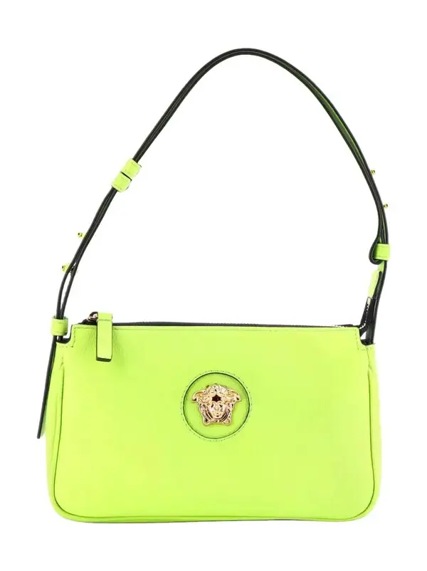 Versace Medusa Chain Zip Leather Shoulder Bag - Green