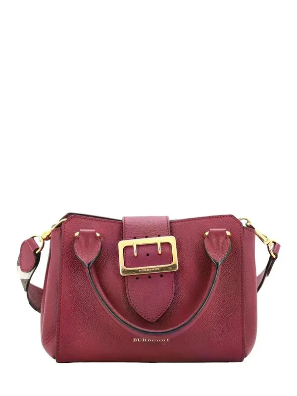 Burberry Buckle Leather Tote Bag - Red