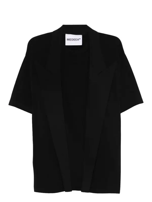 MEDEEA Lapels Cotton T-shirt - Black
