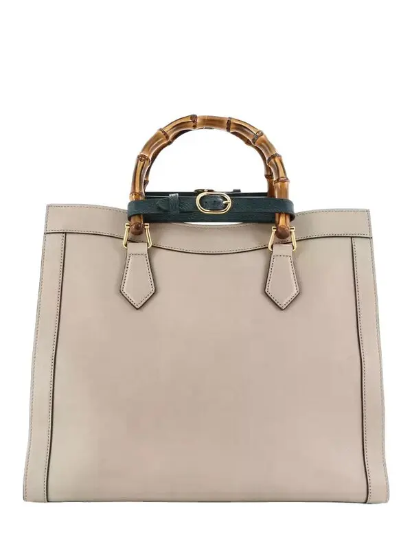 Gucci Diana Nm Bamboo Handle Leather Medium Tote Bag - Neutrals