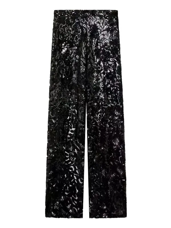 GOLDEN GOOSE Sequined Wide-leg Trousers - Black