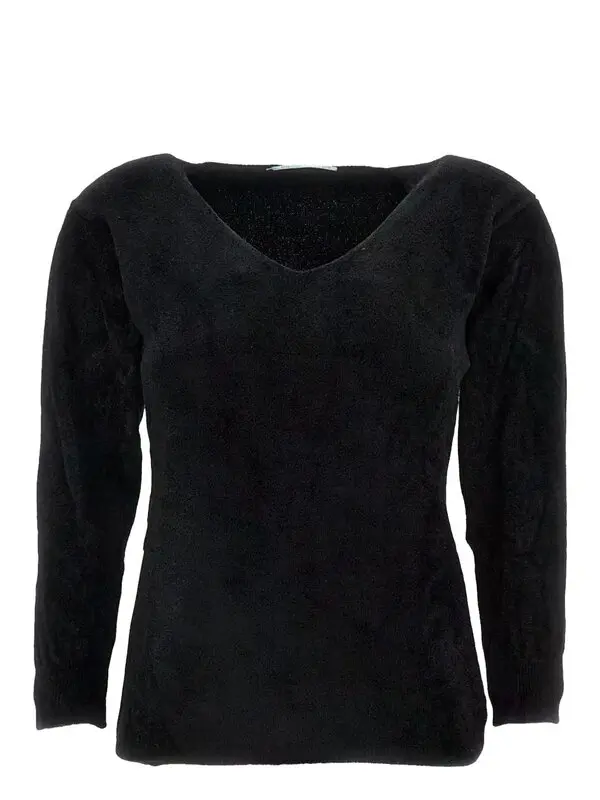 LIVTHELABEL V-neck Top With Three-quarter Sleeves - Black