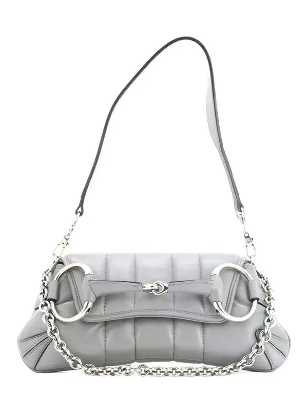 Gucci Horsebit Chain Vertical Quilted Leather Shoulder Bag - Grey