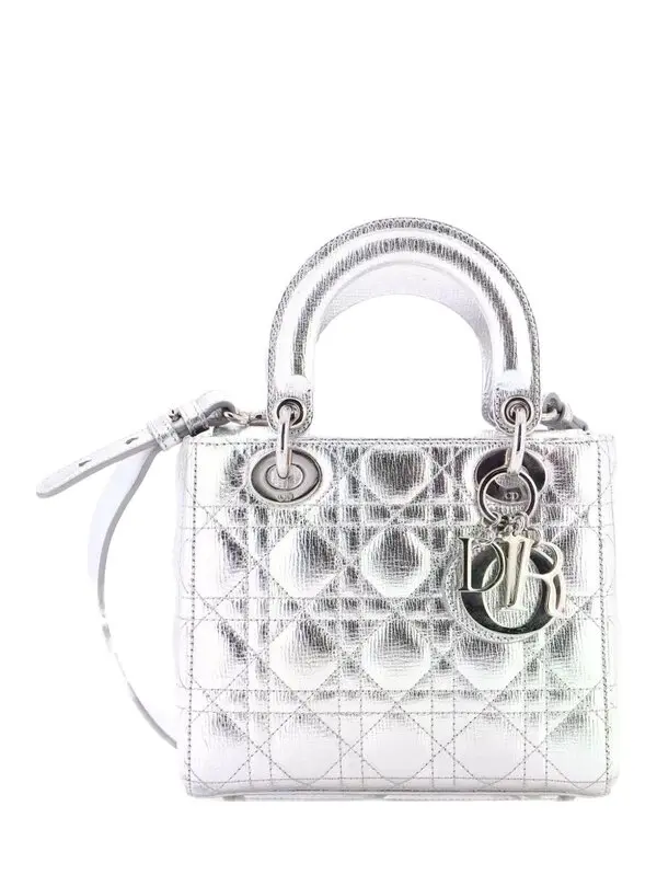 Dior My Lady Bag Cannage Quilted Leather Satchel - Silver
