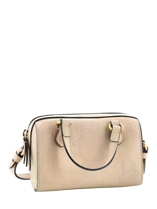 Gucci Convertible Top Handle Bag Jumbo Gg Embossed Leather Mini Satchel - Neutrals