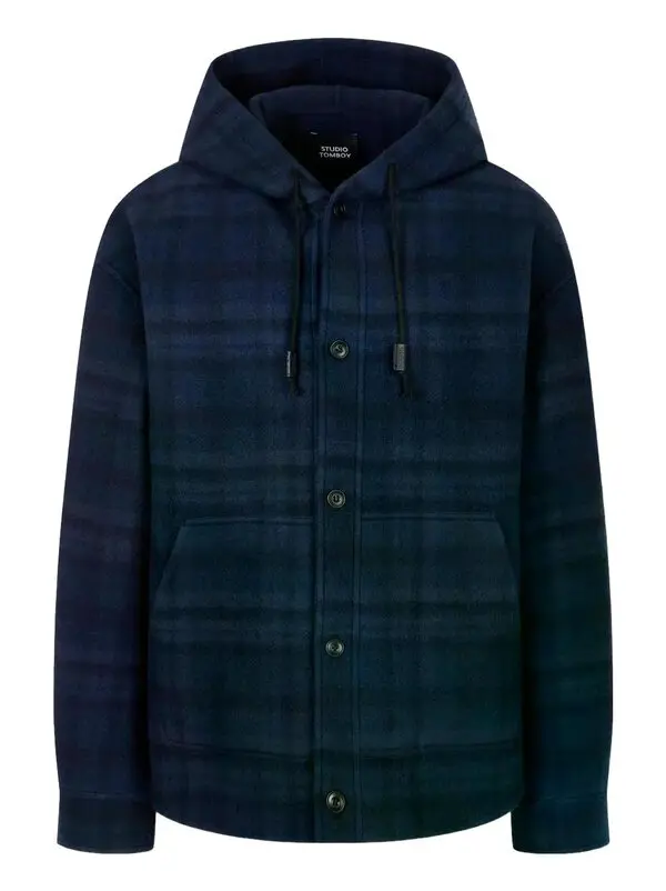 STUDIO TOMBOY Check-pattern Hooded Jacket - Blue