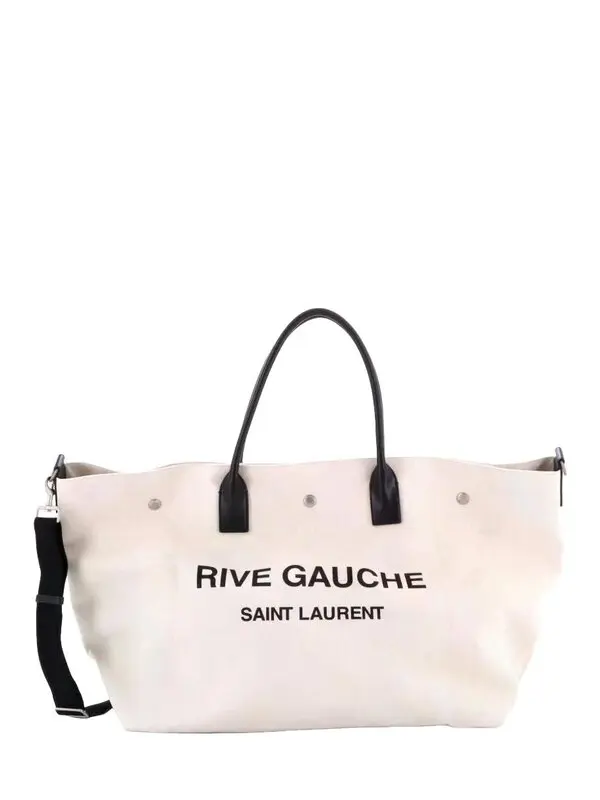 Saint Laurent Rive Gauche Shopper Canvas Maxi Tote Bag - Black