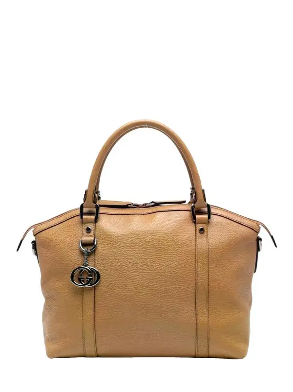 Gucci Leather Gg Charm Dome Satchel - Brown