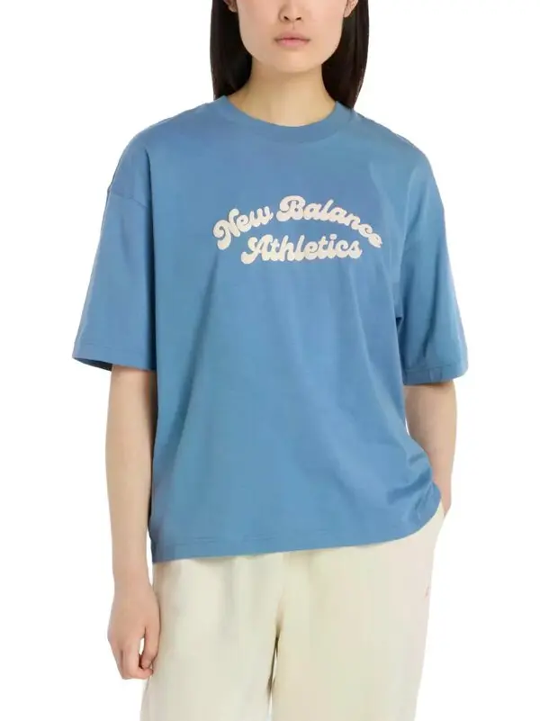 NEW BALANCE Linear Heritage Logo-print T-shirt - Blue