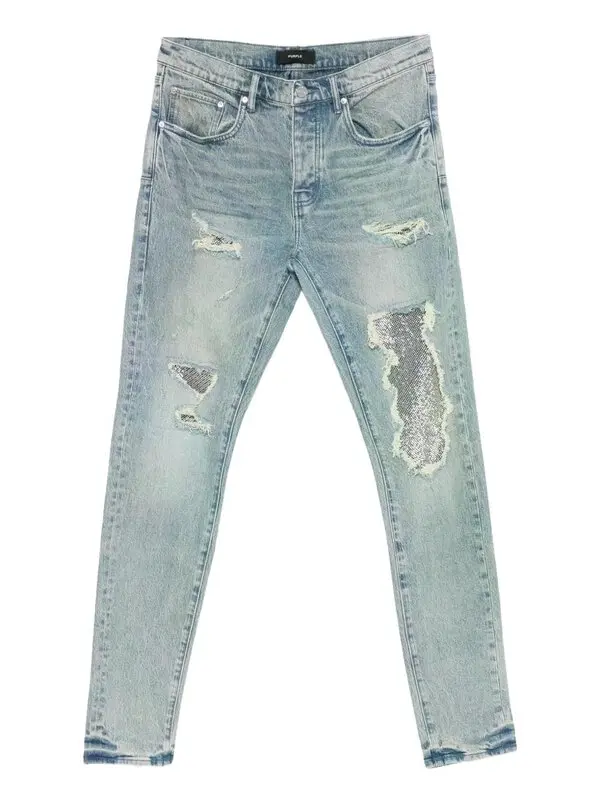 PURPLE BRAND Sequin-embellished Denim Jeans - Blue