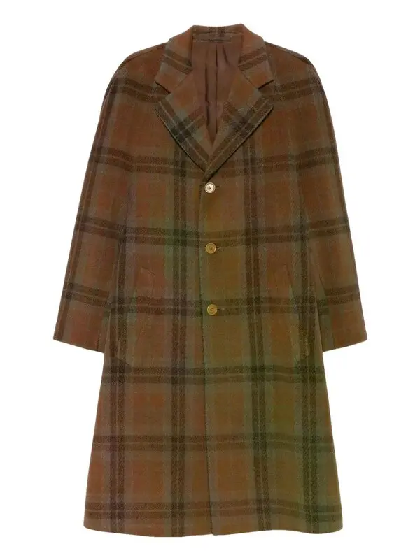 ROMEO GIGLI 1990s Plaid Wool Coat - Brown