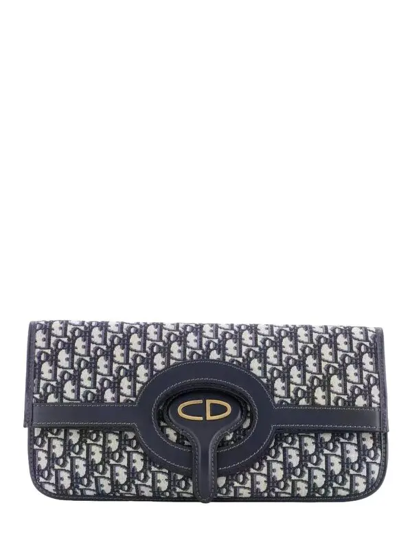 Dior Fold Over Oblique Canvas Clutch Bag - Blue