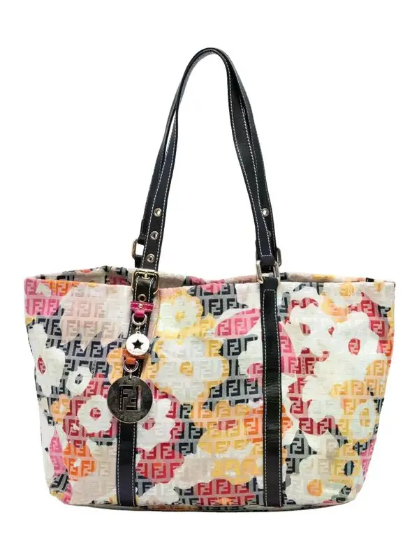 Fendi Zucchino Canvas Floral Forever Tote Bag - Grey
