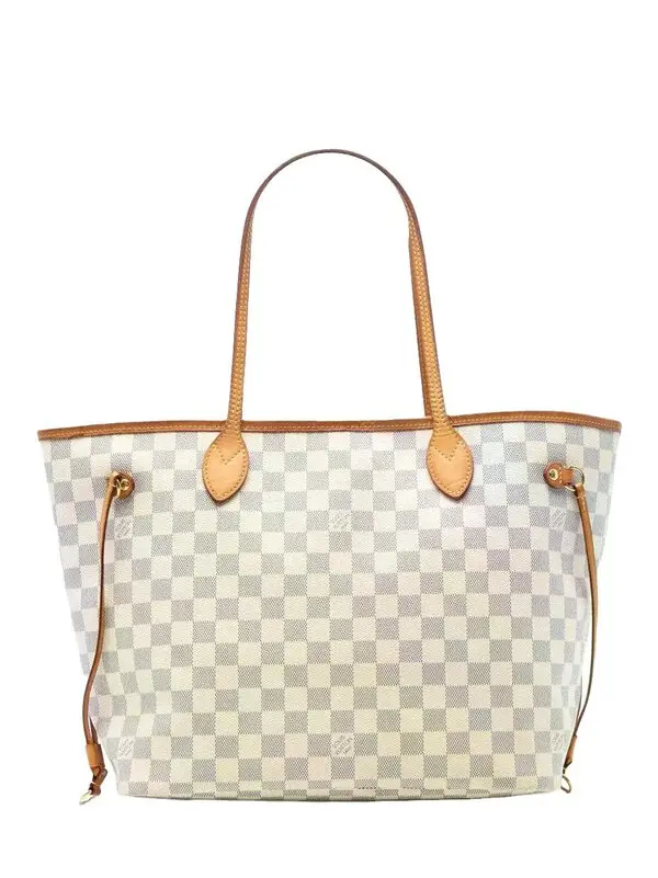 LOUIS VUITTON Damier Azur Neverfull Mm Tote Bag - White