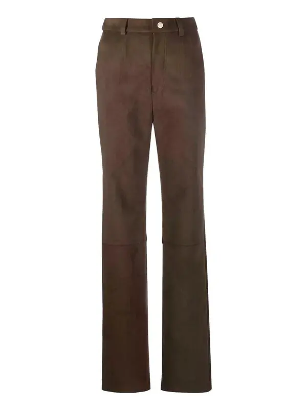 Nanushka Faux-suede Straight-leg Trousers - Brown