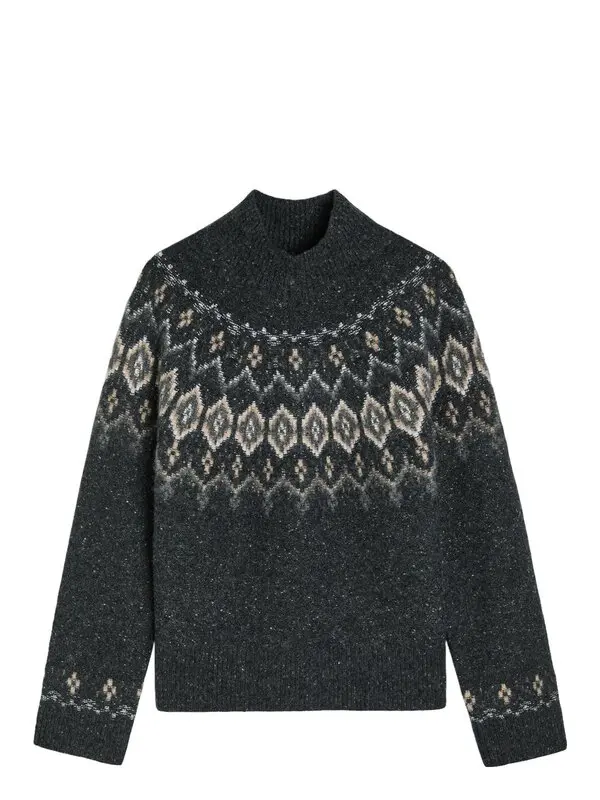 Vince Fair Isle Cashmere Jumper - Grey