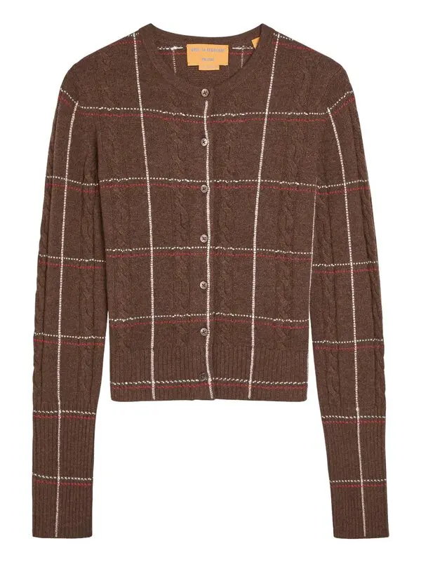 Guest In Residence Jane Check Cashmere Cardigan - Brown