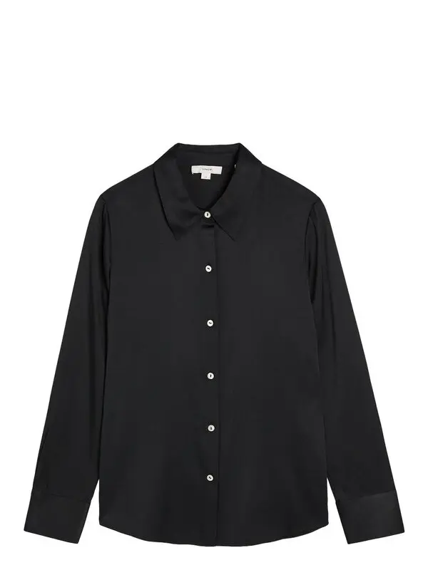 Vince Stretch Silk-blend Shirt - Black