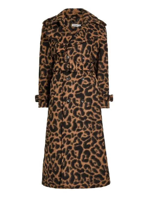 Simkhai Brushed Wool-blend Trench Coat - Leopard