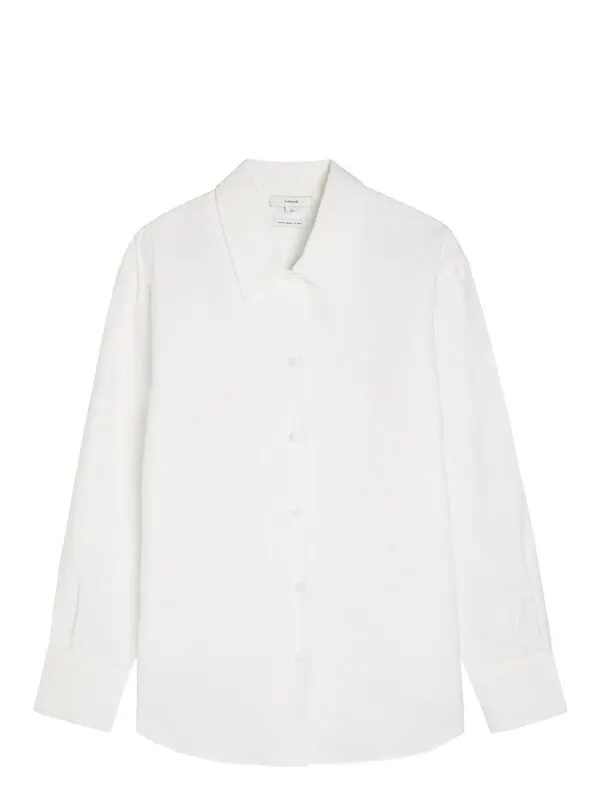 Vince Covered Button Woven Shirt - Cream