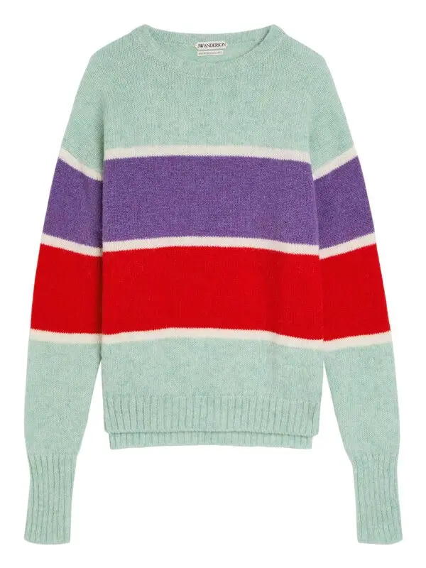 JW Anderson Striped Crew-neck Wool Jumper - Multicoloured 1