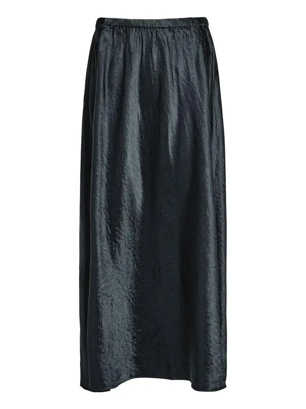 Eileen Fisher Crinkled Satin Midi Skirt - Black