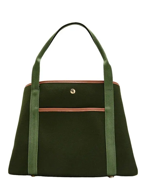 Rue De Verneuil Traversée M Pockets Whip Wool Tote Bag - Olive