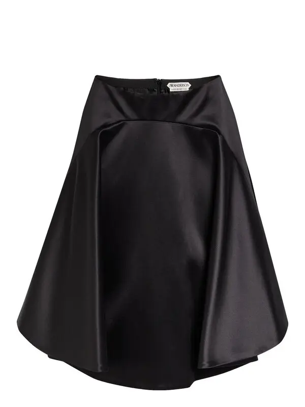 JW Anderson Asymmetric-hem Cotton And Silk-blend Mini Skirt - Black