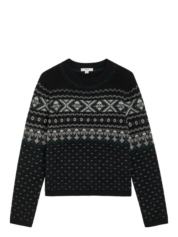 Vince Boiled Fair Isle Cashmere Jumper - Black