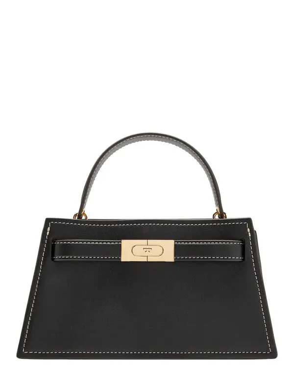 Tory Burch Lee Radziwill Mini Pebbled Leather Top Handle Bag - Black