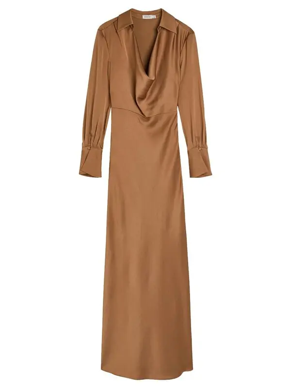 Simkhai Adelle Draped Maxi Shirt Dress - Brown