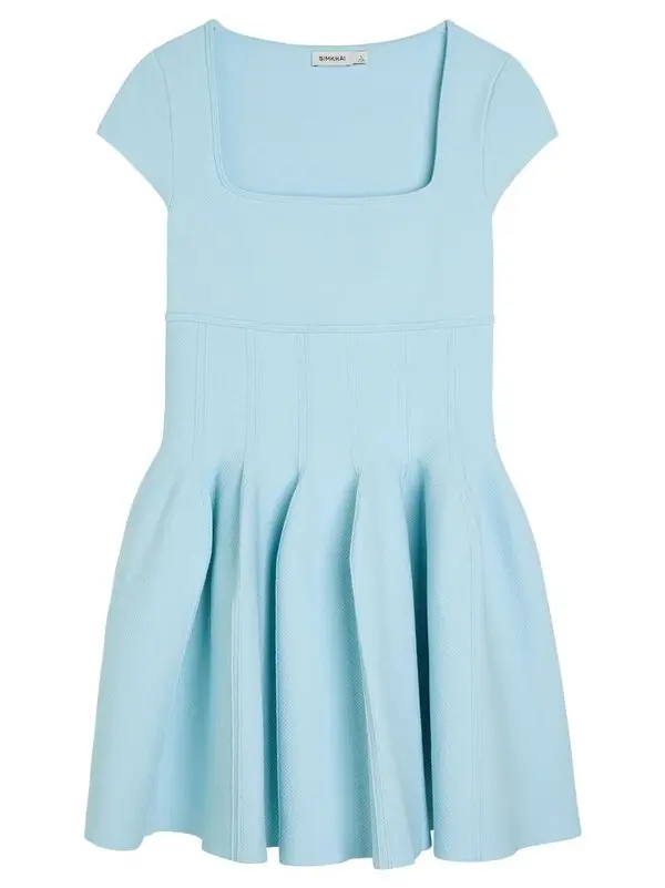 Simkhai Gallagher Piqué Knit Mini Dress - Light Blue