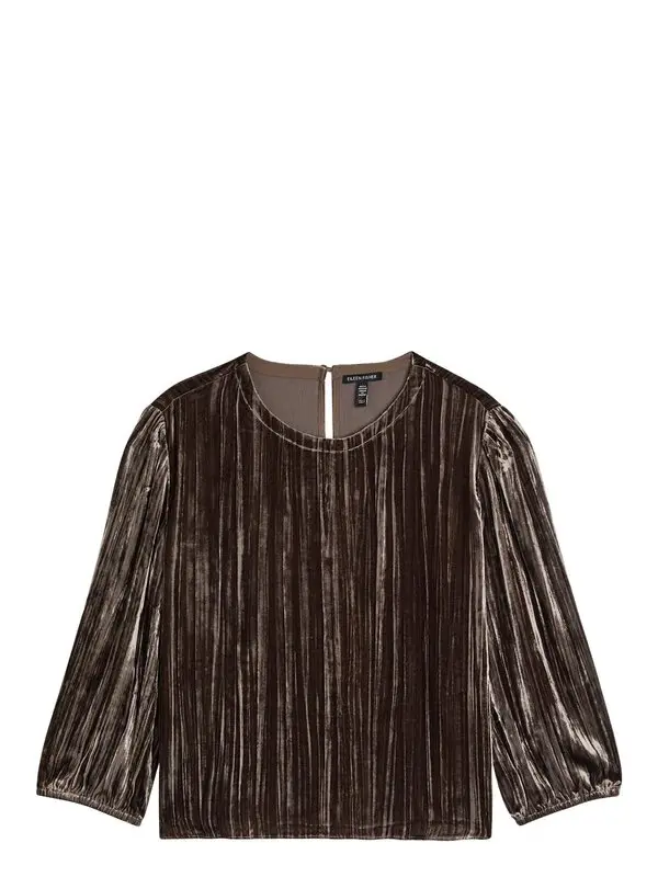 Eileen Fisher Textured Velvet Blouse - Brown