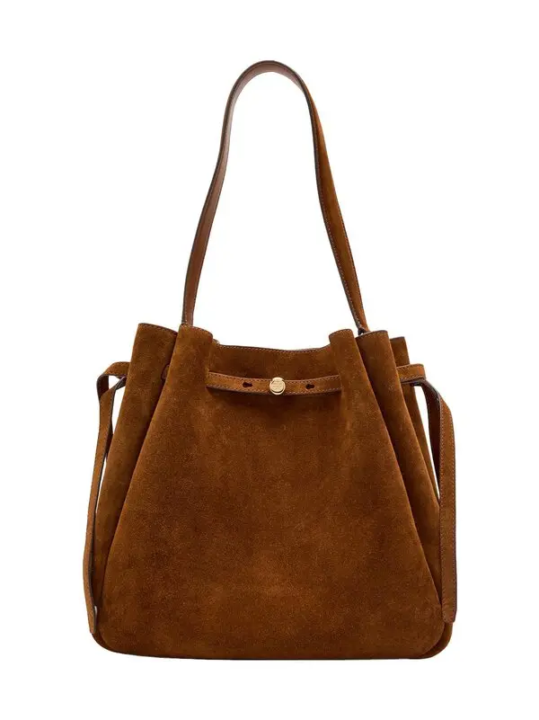 Tory Burch Romy Large Suede Bucket Bag - Caramel