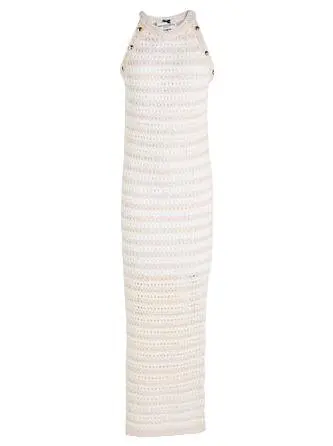 NO SECRETS Maxi Dress Ivory Cotton, Polyamide, Polyester - White