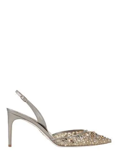 Rene Caovilla Pumps In Textile Fibers And Leather - Grey