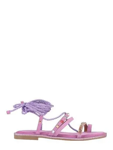 TOSCA BLU Thong Sandal In Mauve Leather With Ankle Ties - Purple