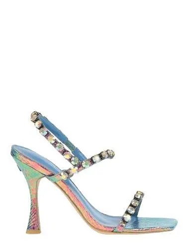 TWINSET Iridescent Textile Sandals - Blue