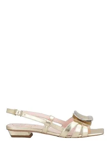 ROGER VIVIER Leather Slingback Sandals - Gold