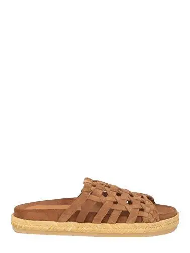 PALOMA BARCELO Natural Raffia And Suede Sandals - Brown