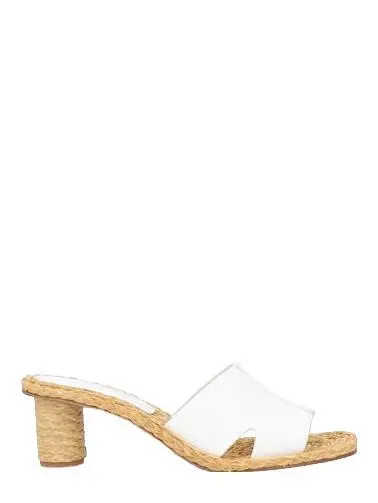 PALOMA BARCELO Leather And Raffia Slide Sandals - White