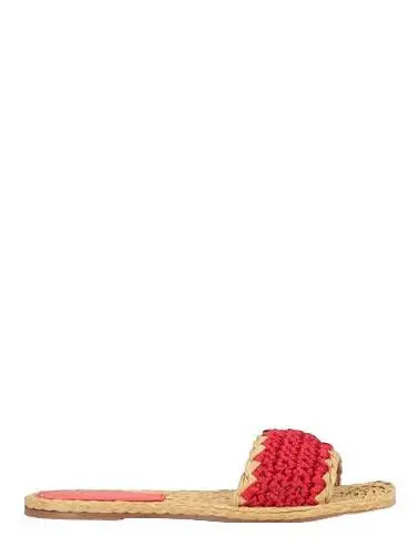 PALOMA BARCELO Raffia And Textile Fiber Slide Sandals - Red