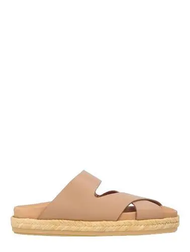 PALOMA BARCELO Raffia And Leather Flatform Sandals - Beige