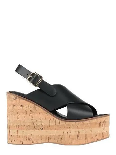 PALOMA BARCELO Cow Leather Wedge Sandals - Black