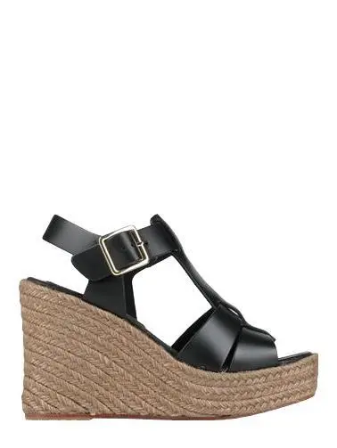 PALOMA BARCELO Espadrilles In Cow Leather With Rope Wedge - Black