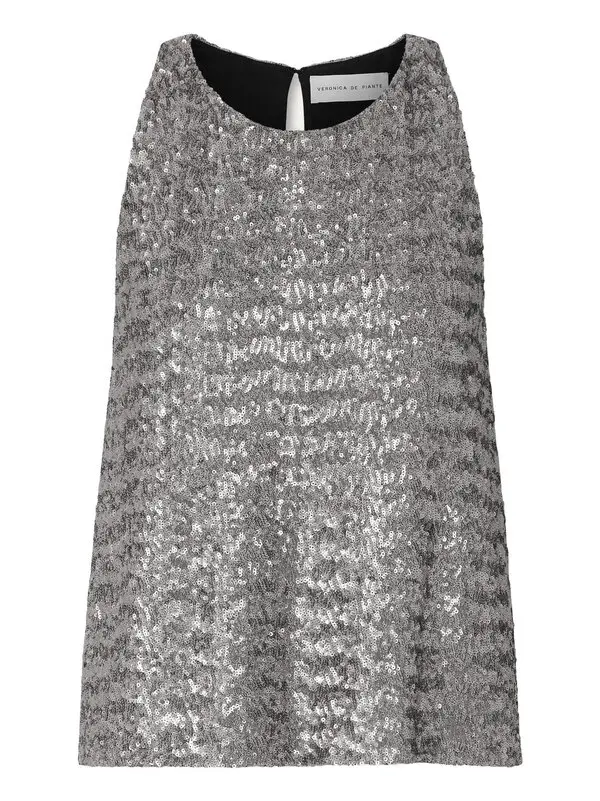 Veronica De Piante Alizeh Sequined Gauze Top - Metallic