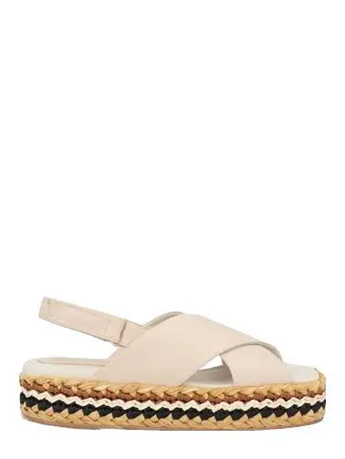 PALOMA BARCELO Raffia And Calfskin Flatform Sandals - White