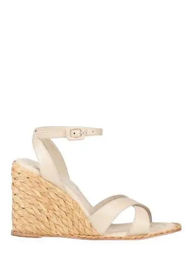 PALOMA BARCELO Leather Wedge Sandals - White