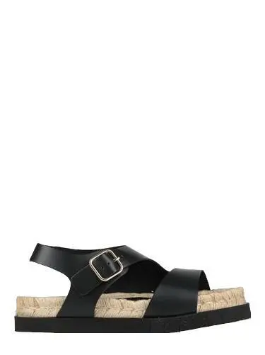 PALOMITAS BY PALOMA BARCELÓ Leather Flatform Sandals - Black